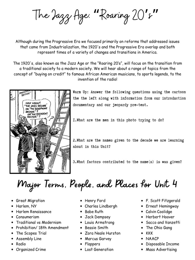 Jazz Age Note Guide | PDF | Harlem Renaissance | Roaring Twenties