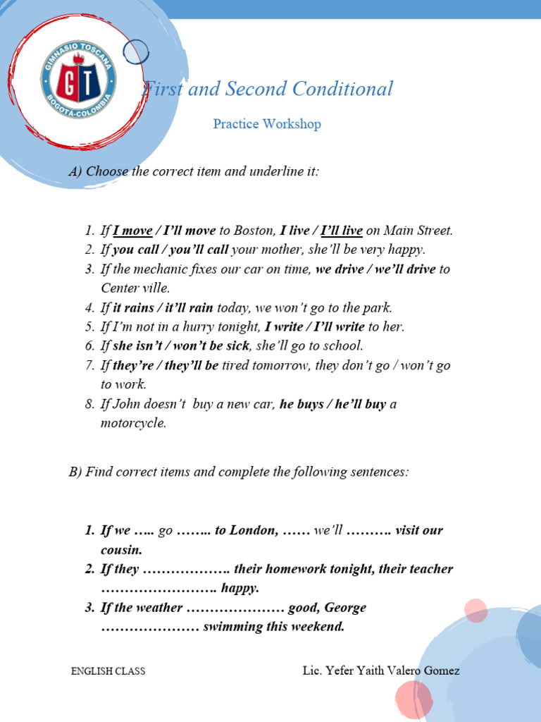 First and Second Conditional Exercises | PDF | Linguistics