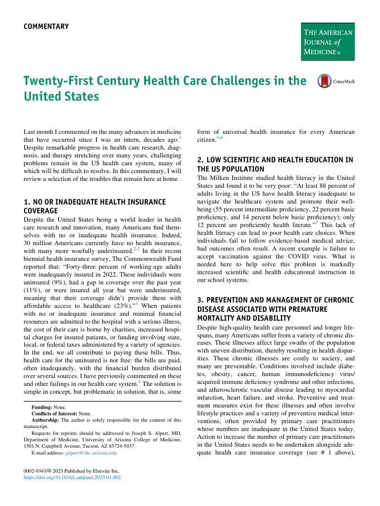Twenty First Century Health Care Challenges in The | PDF | Health ...