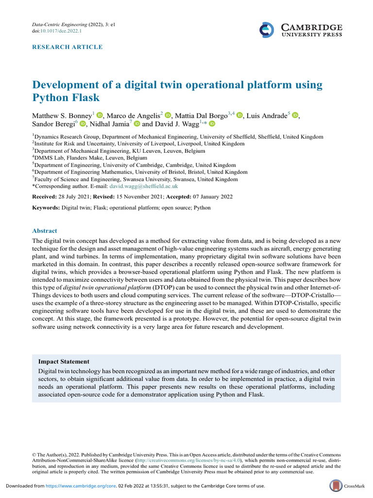 Development of A Digital Twin Operationa | PDF | Internet Of Things | Databases