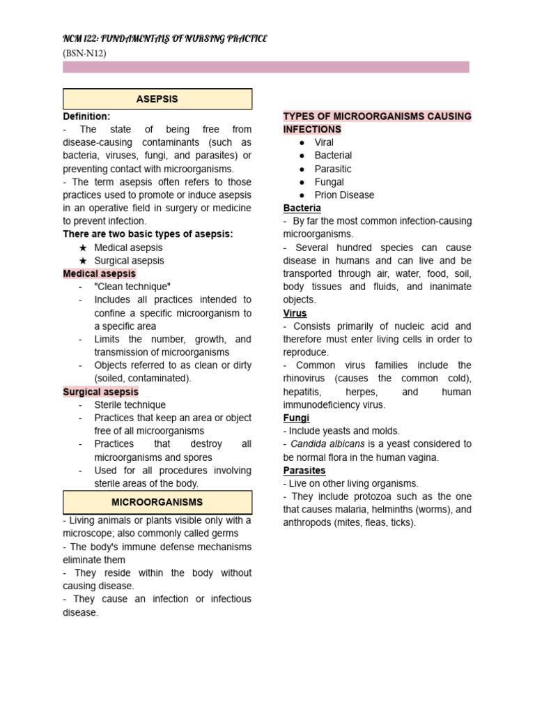 Infection Control and Asepsis Basics | PDF | Infection | Sterilization ...