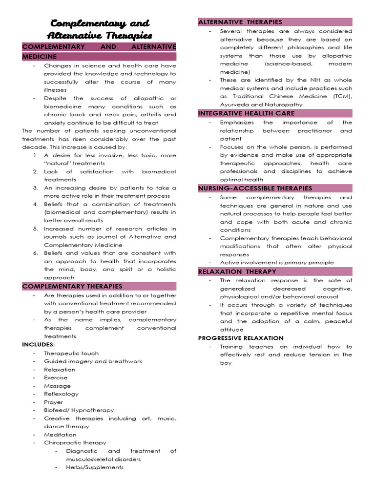 #3.4 NCM 122 - Complementary and Alternative Therapies | PDF