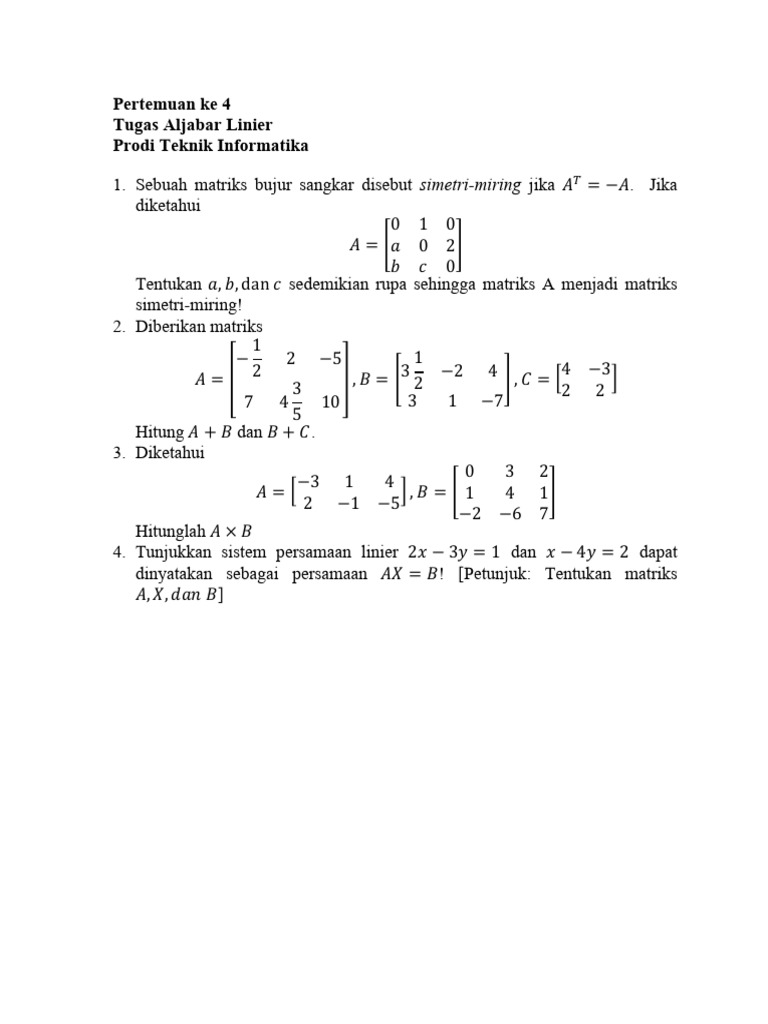 Tugas 1 Aljabar Linear | PDF