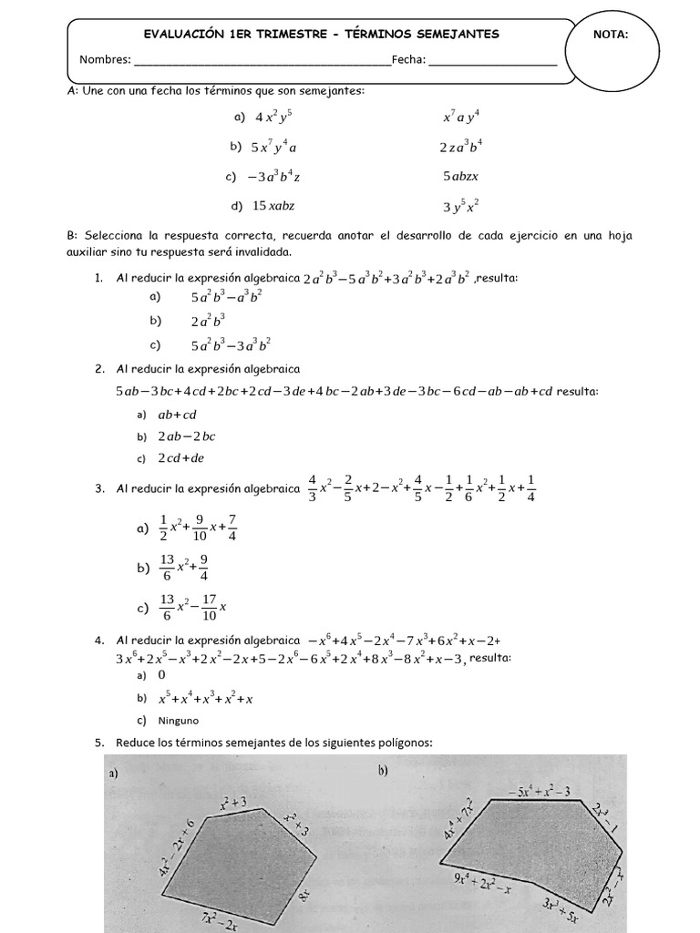 Evaluacion de Terminos Semejantes | PDF