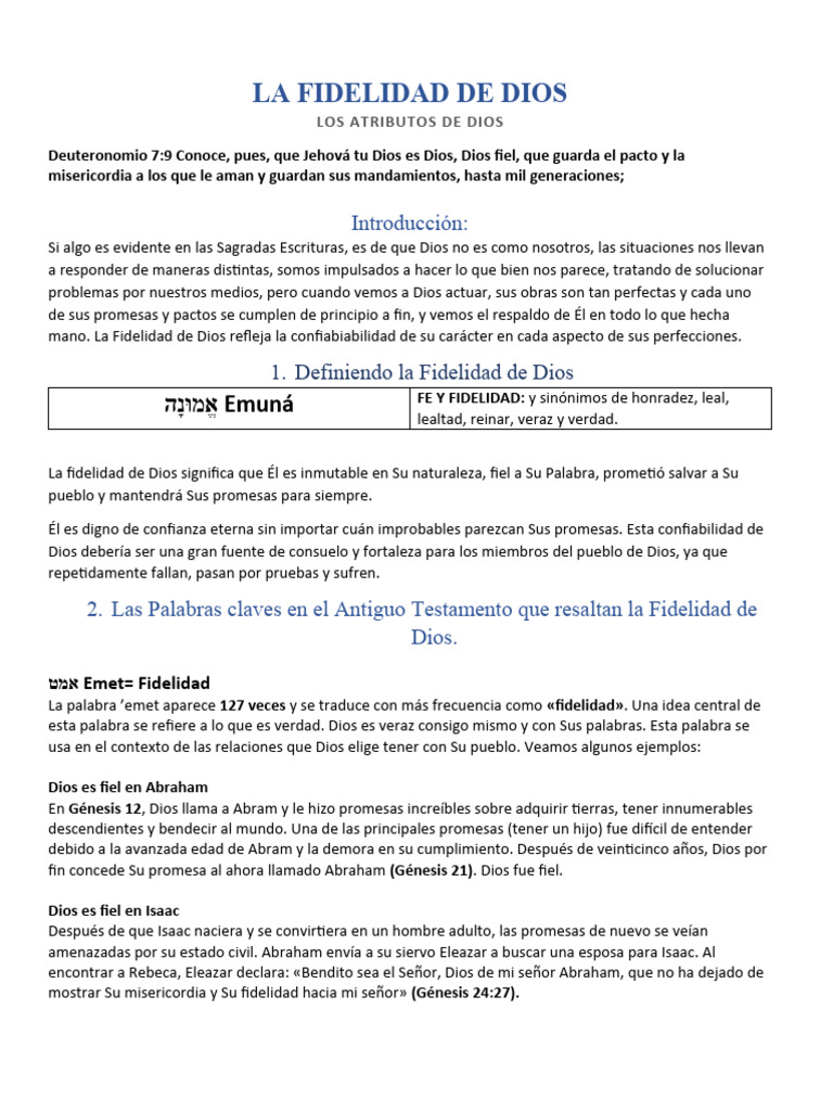 La Fidelidad de Dios | PDF | Abrahán | Jacob