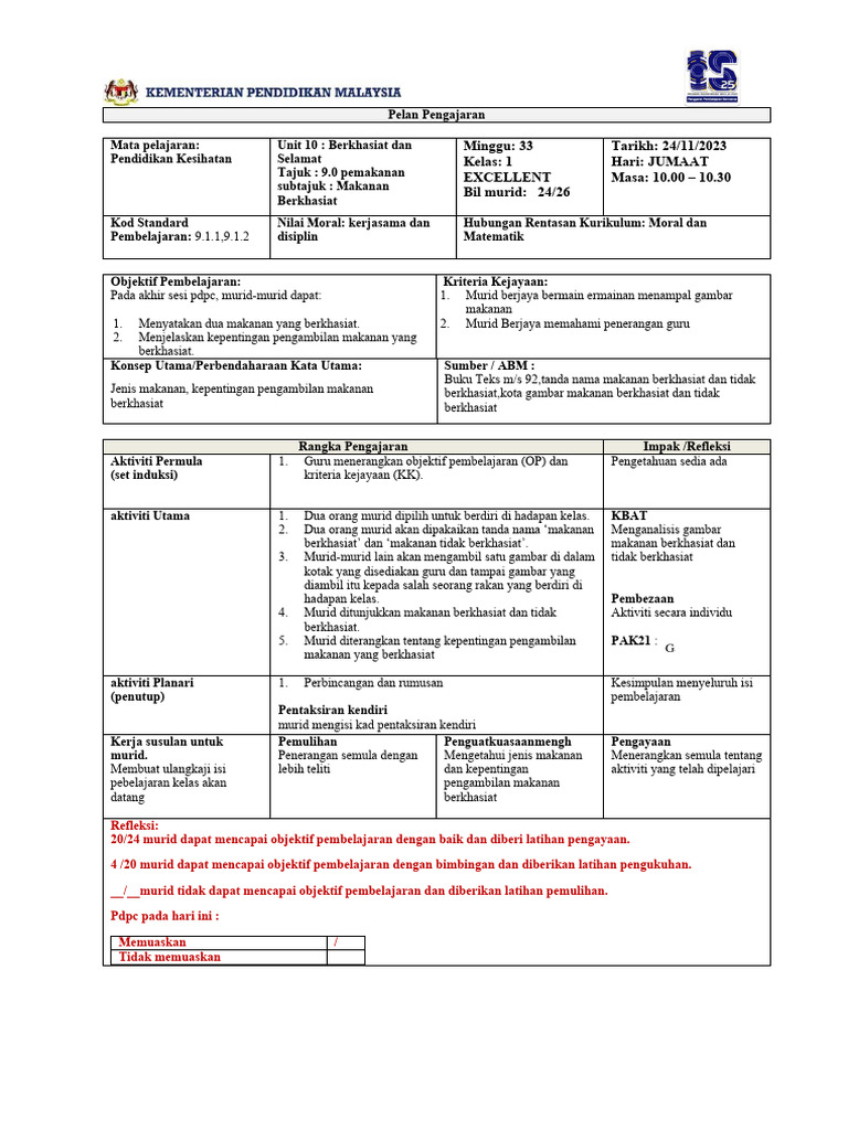 m33 Pend Kesihatan Tahun 1 | PDF