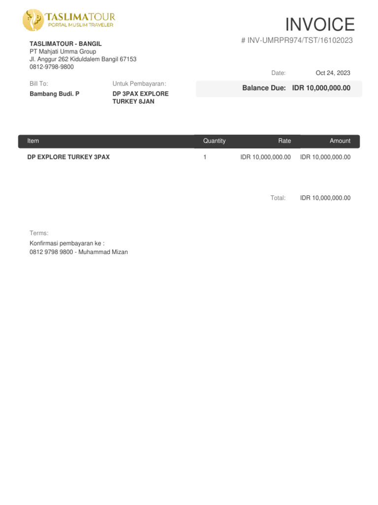 Invoice # INV-UMRPR974 - TST - 16102023 | PDF