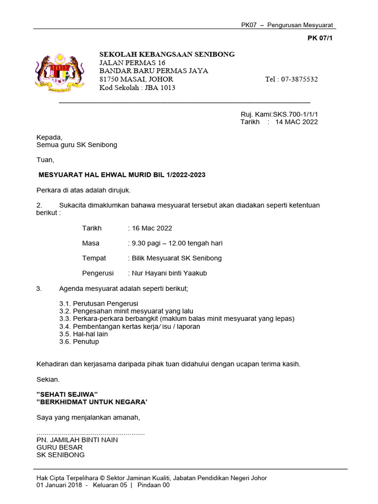 Minit Mesyuarat Hem Kali Ke 1 2022 Pdf 