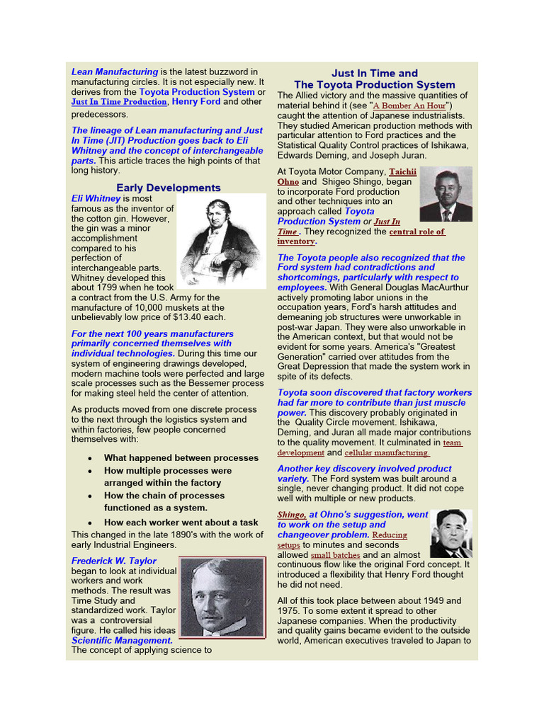 History of Lean Manufacturing Evolution | PDF | Lean Manufacturing ...
