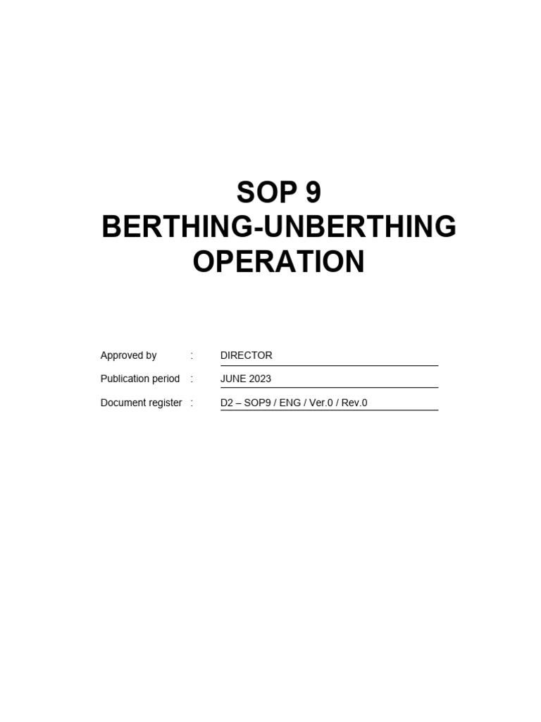 SOP 9: Berthing and Unberthing Procedures | PDF | Technology & Engineering