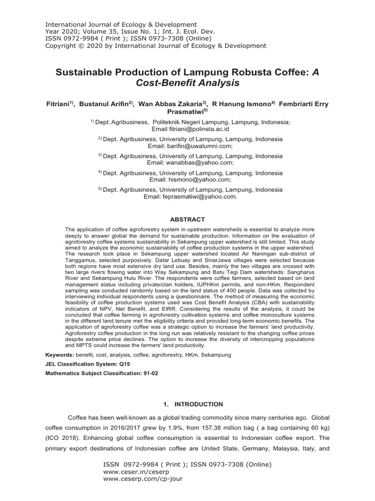 Case Study 6. Coffee Farming System | PDF | Sustainability | Net ...