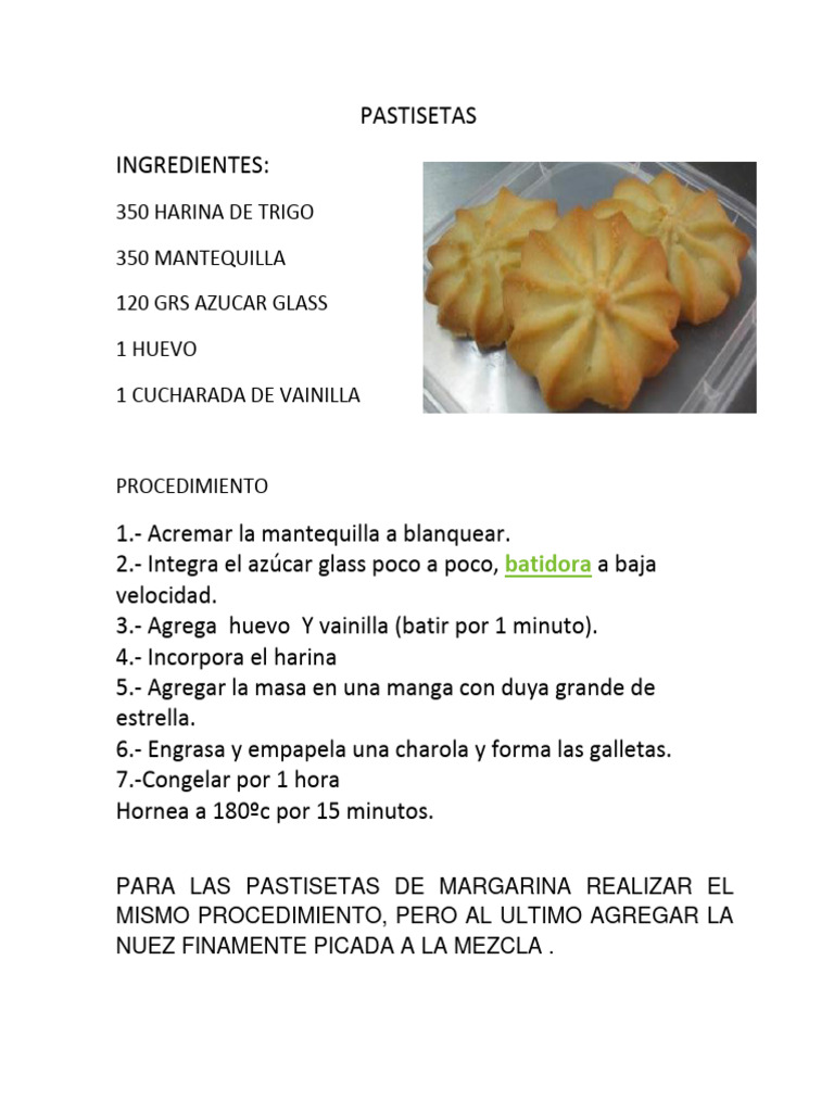 Receta de Pastisetas Caseras | PDF