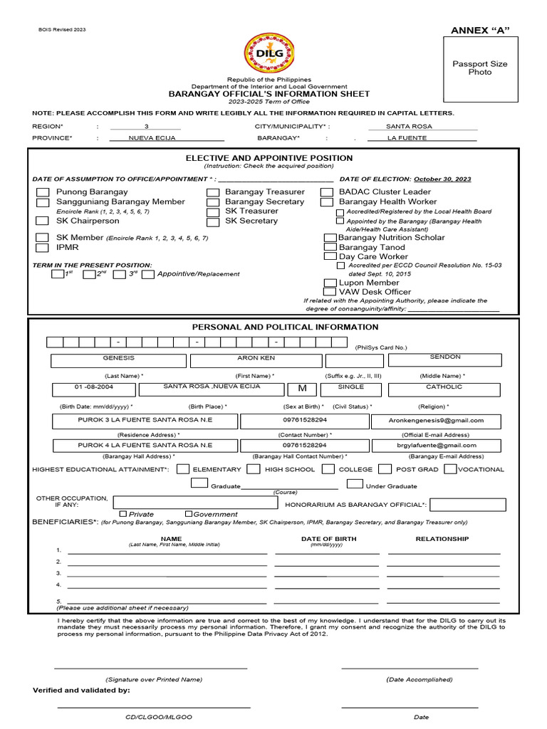 Bios of Konsehal | PDF