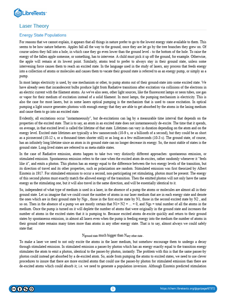 Laser Theory | PDF | Laser | Emission Spectrum