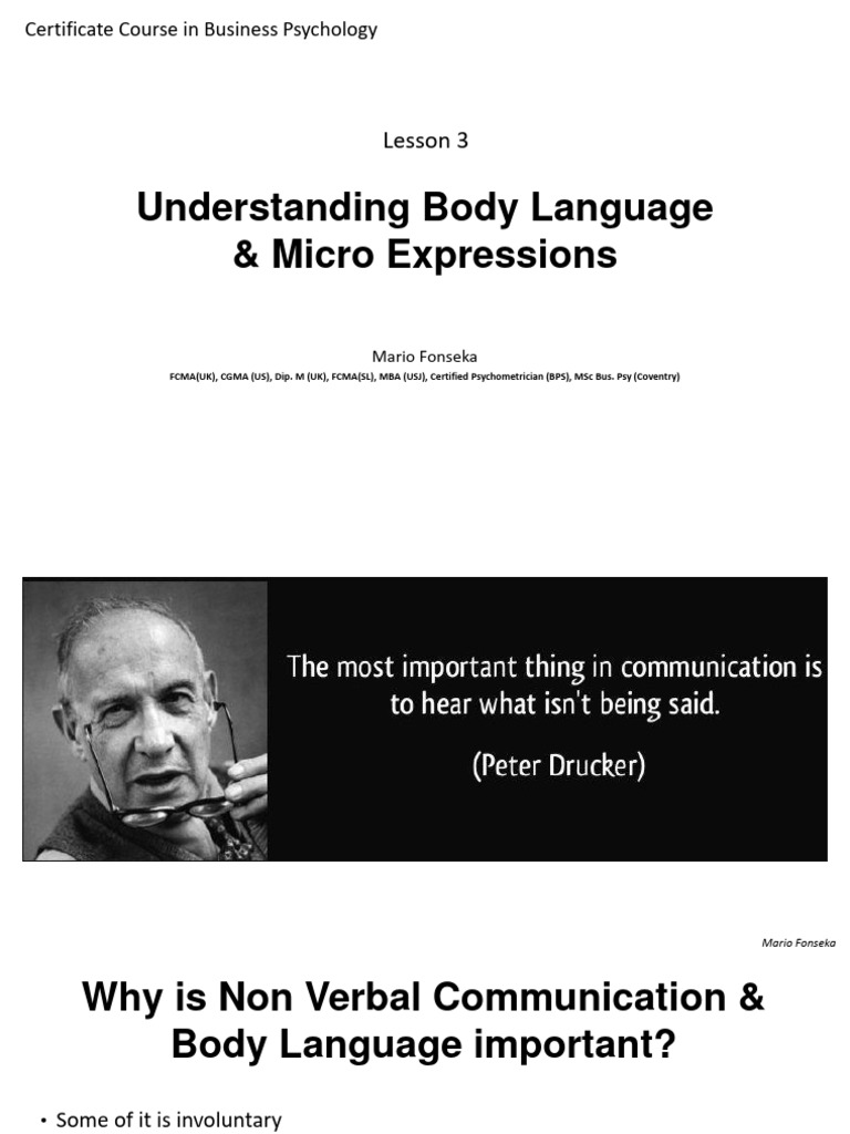 3 Ppt Understanding Body Language And Micro Expressions Pdf Body