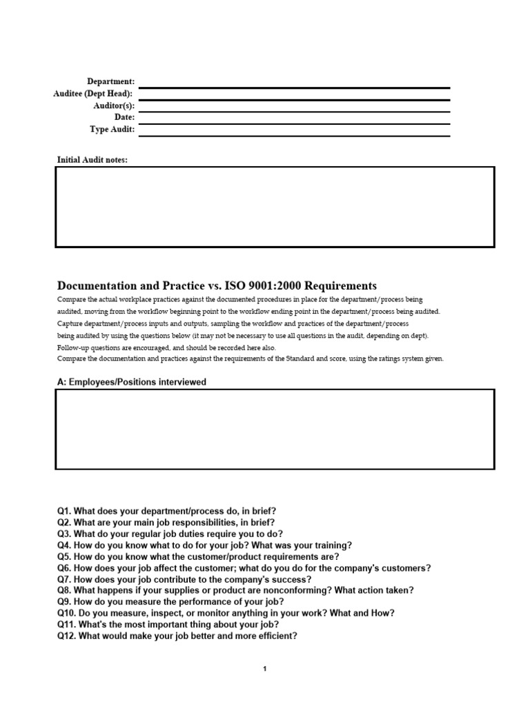Audit Form | PDF | Audit | Quality Management System