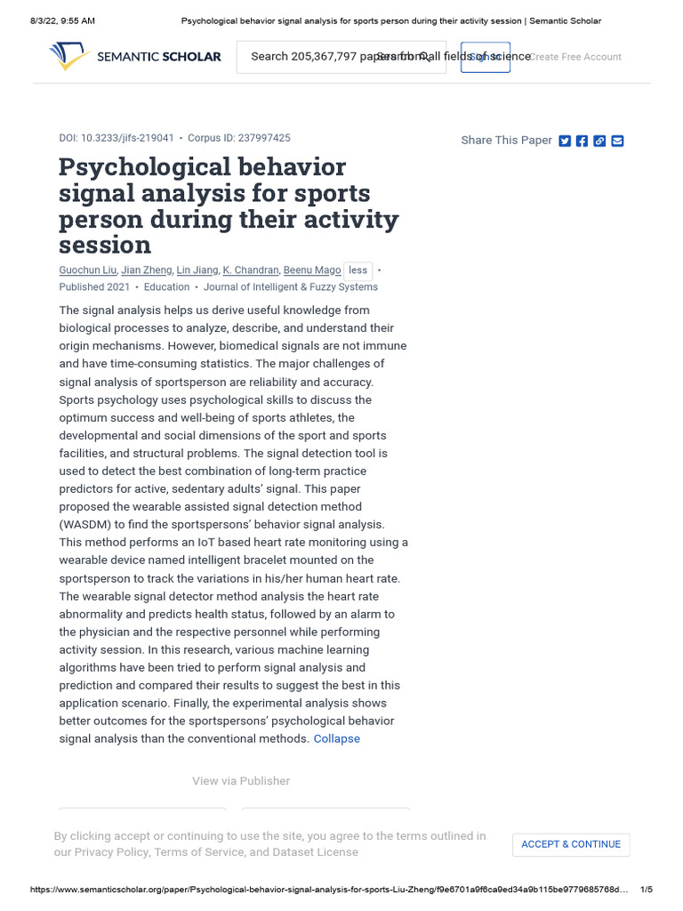 Psychological Behavior Signal Analysis For Sports Person During Their ...