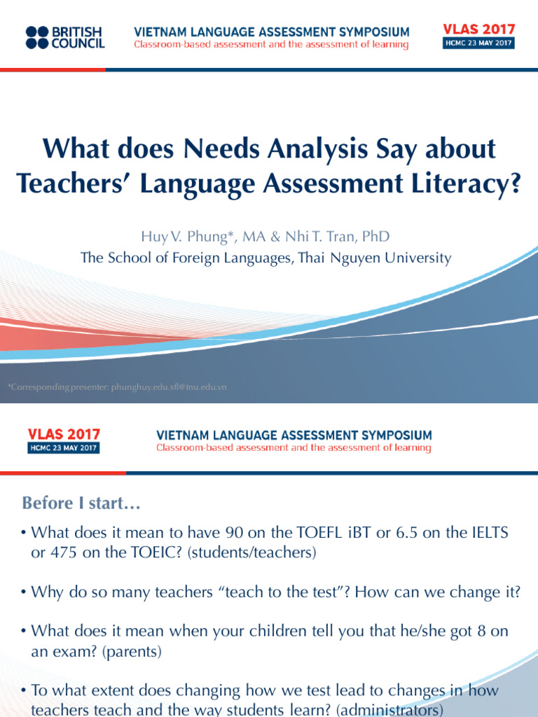 BC - What Does Needs Analysis Say About Teachers' Language Assessment ...