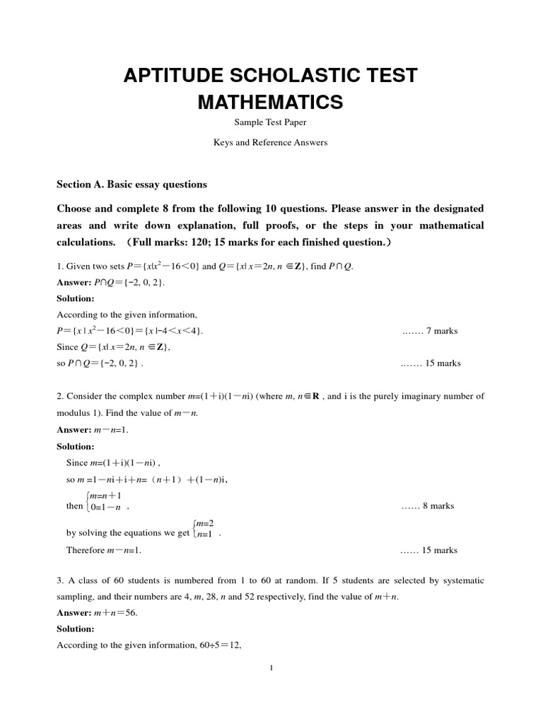 Ast Syllabus Maths Sample Test Paper Answer and Solution | PDF ...