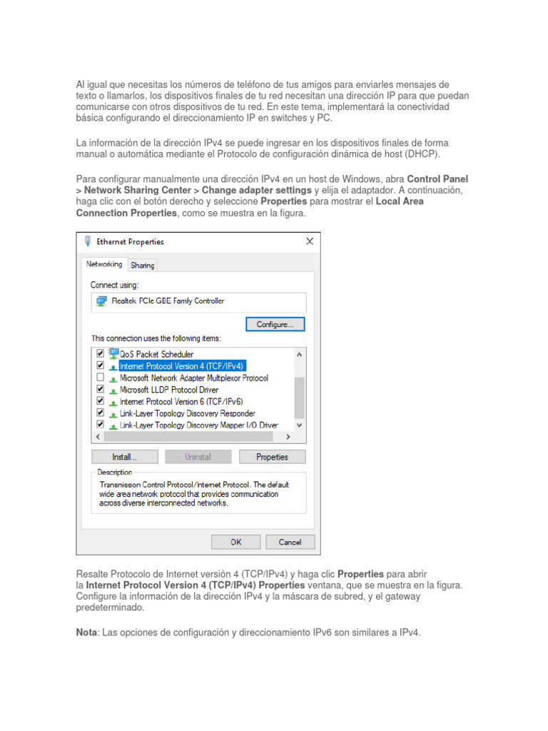 Configuracion Ip | PDF | Dirección IP | Protocolos de internet