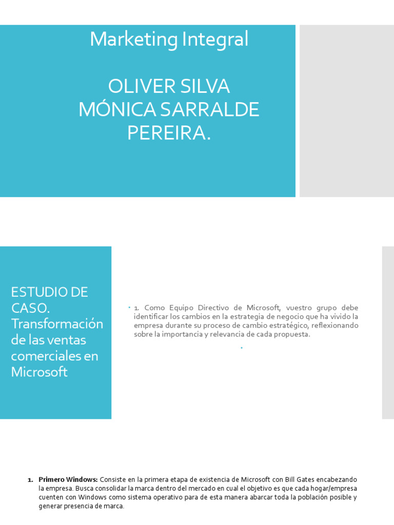 GRUPO 3 - Marketing Integral - CASO 1 | PDF | Microsoft | Apple Inc.