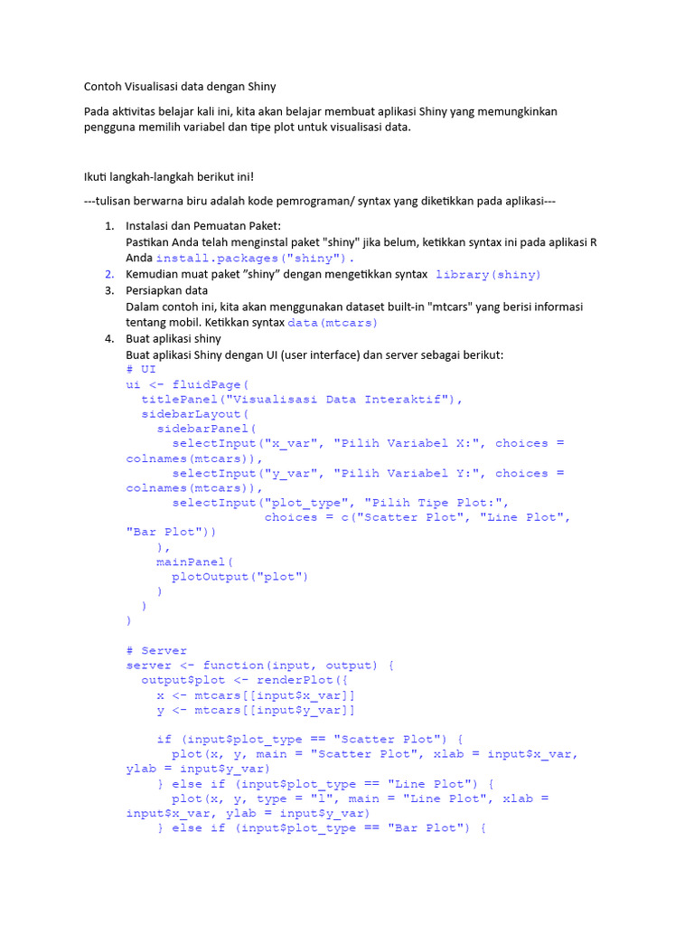 Contoh Visualisasi Data Dengan Shiny | PDF