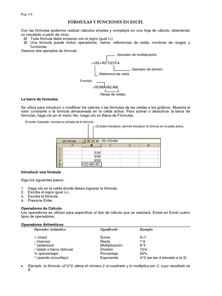 Formulas y Funciones en Excel | PDF | Informática | Matemática Elemental