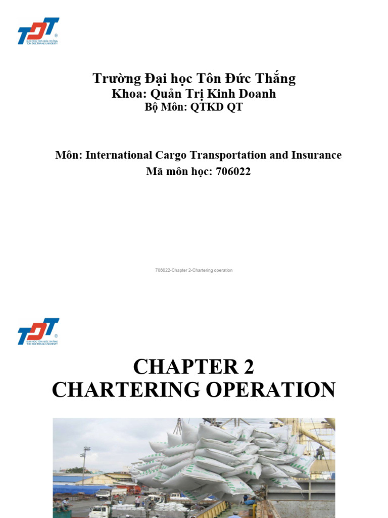 Chartering Operations Overview | PDF | Shipping | Freight Transport
