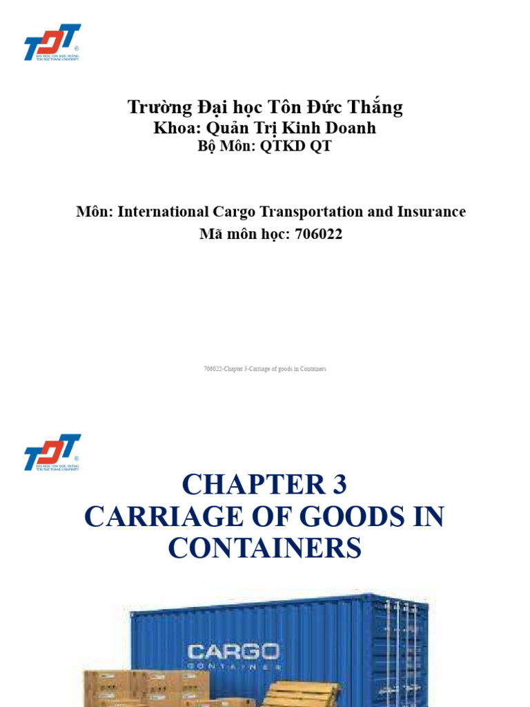 Elearning-Chapter 3-Carriage of Goods in Container - RV | PDF | Containerization | Cargo