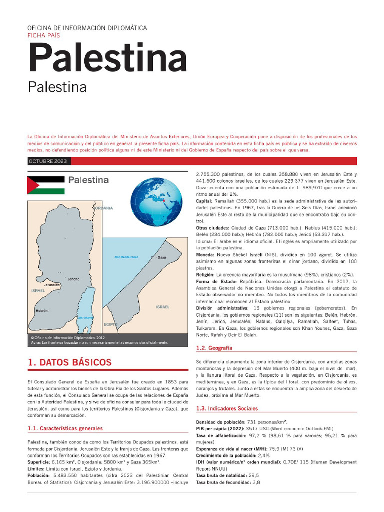 Palestina - Ficha Pais | PDF