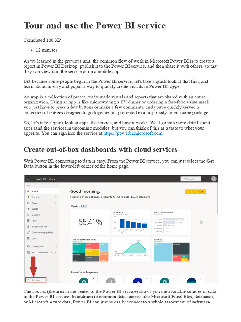 7tour and Use The Power BI Service | PDF | Application Software ...