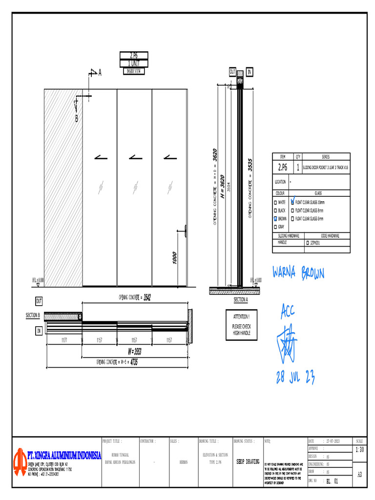 Detail Shop Drawing for Sliding Door | PDF