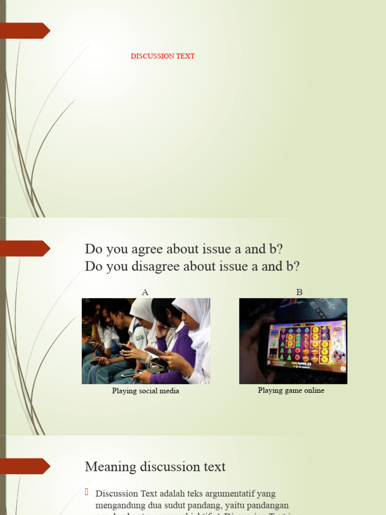 Purpose and Structure of Discussion Text | PDF | Communication | Human ...