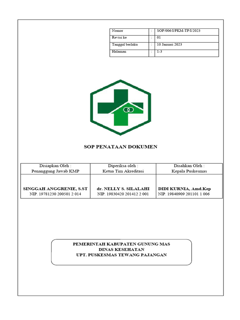1.2.2 Sop Penataan Dokumen | PDF