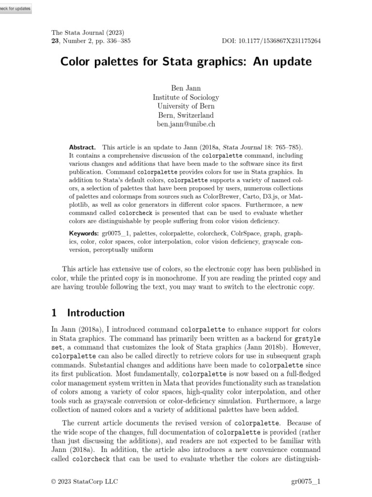 Stata Graphics Color Palettes Update | PDF | Color | Vision