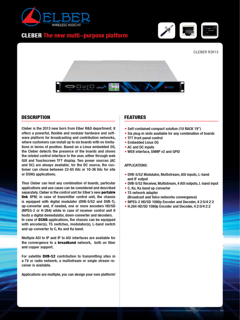 Elber DataSheets CLEBER (ES) | PDF | Information And Communications Technology | Broadcasting