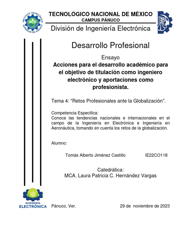 Ensayo - Objetivo de Titulacion de IE | PDF