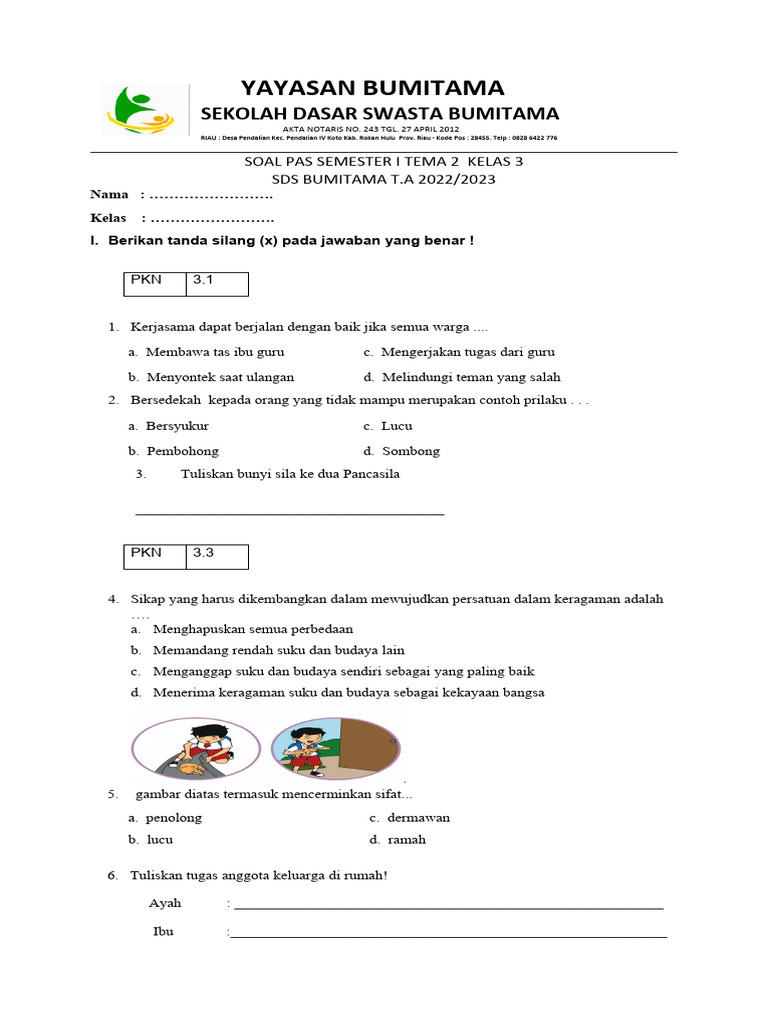 Soal Pas Tema 2 | PDF