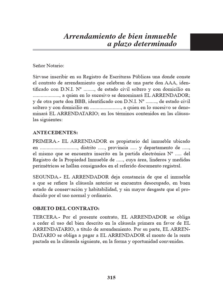 2 Arrendamiento de Bien Inmueble Plazo Determinado | PDF | Impuestos | Ley de obligaciones