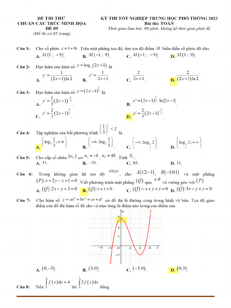 De Thi Thu THPT QG 2023 Mon Toan Mau So 5 | PDF