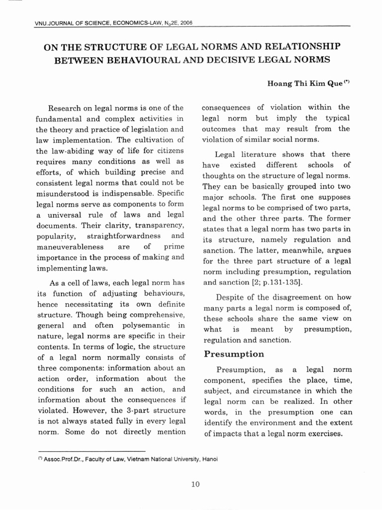 On The Structure of Legal Norms and Relationship Between Behavioural ...