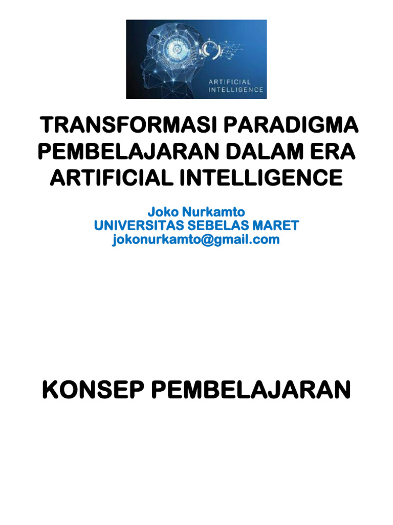 Transformasi Paradigma Pembelajaran Dalam Era Artificial Intelligence (11 September 2023) | PDF ...