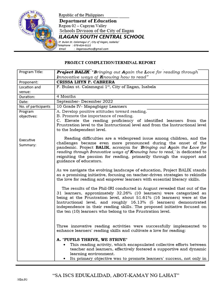 Terminal Report | PDF | Teachers | Learning