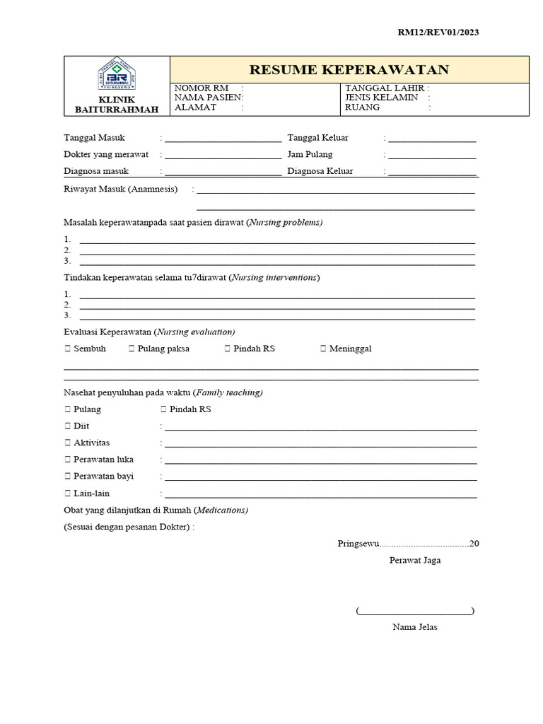 Rm12 Resume Keperawatan | PDF