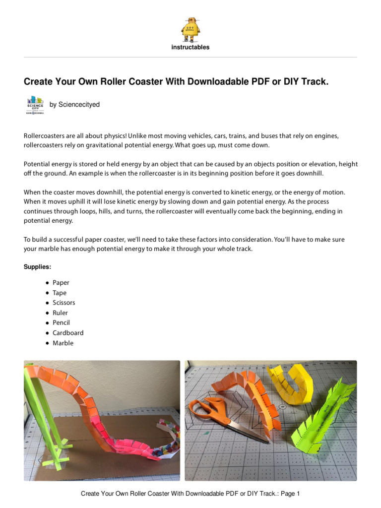 Create Your Own Roller Coaster With Downloadable P | PDF | Potential Energy