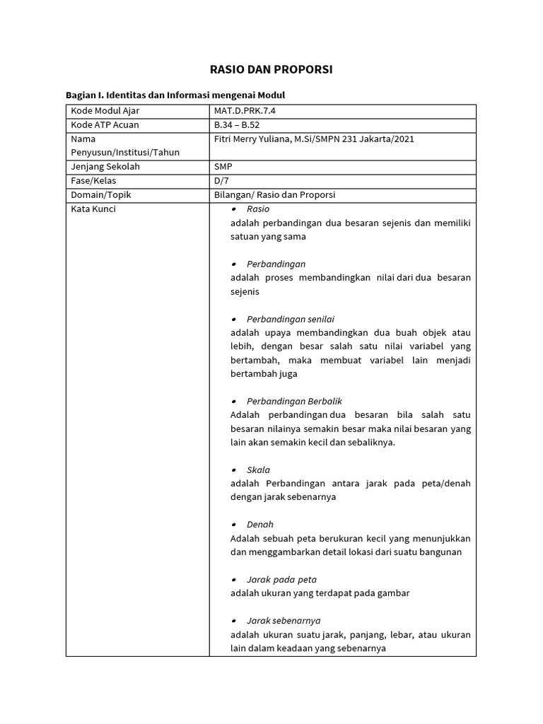 Rasio dan Perbandingan dalam Matematika | PDF