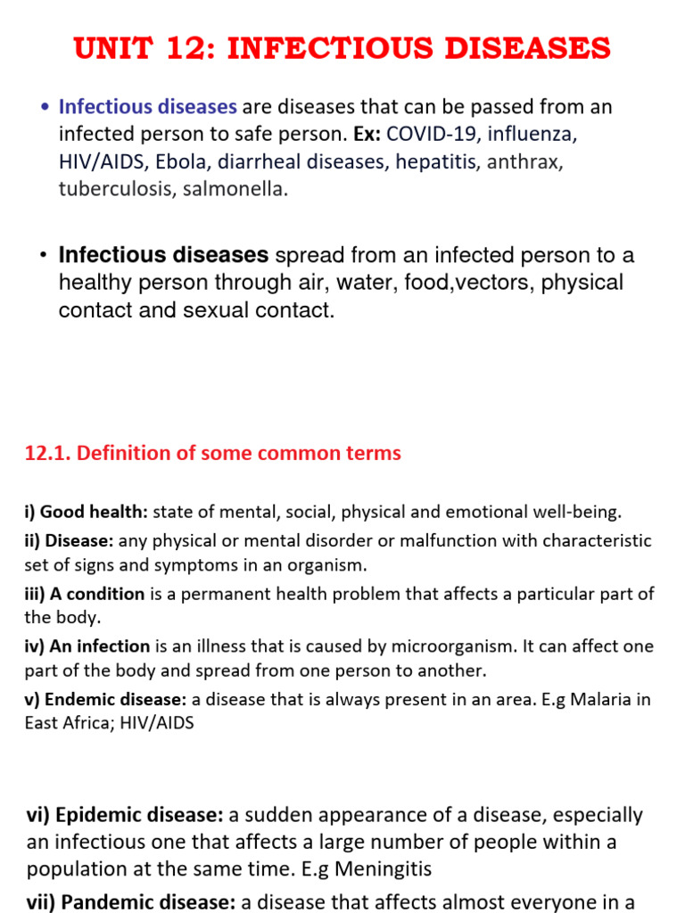 UNIT 12. INFECTIOUS DISEASES Notes | Download Free PDF | Immune System ...