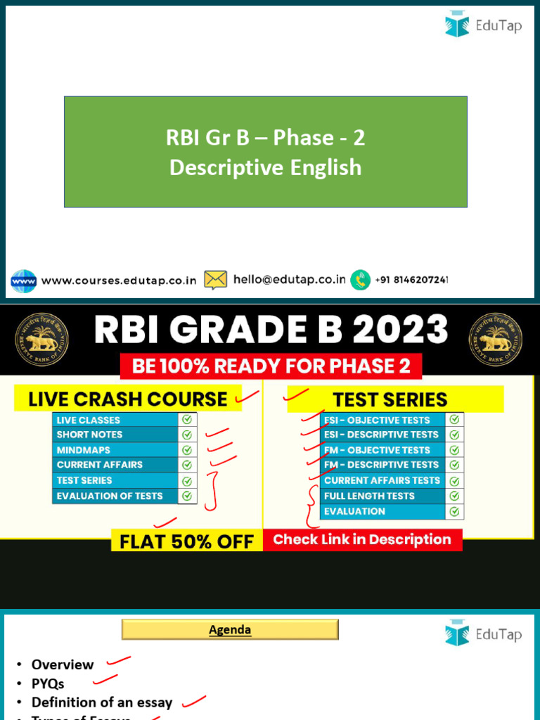 Rbi Grade B English Essay | PDF | Essays | Entrepreneurship