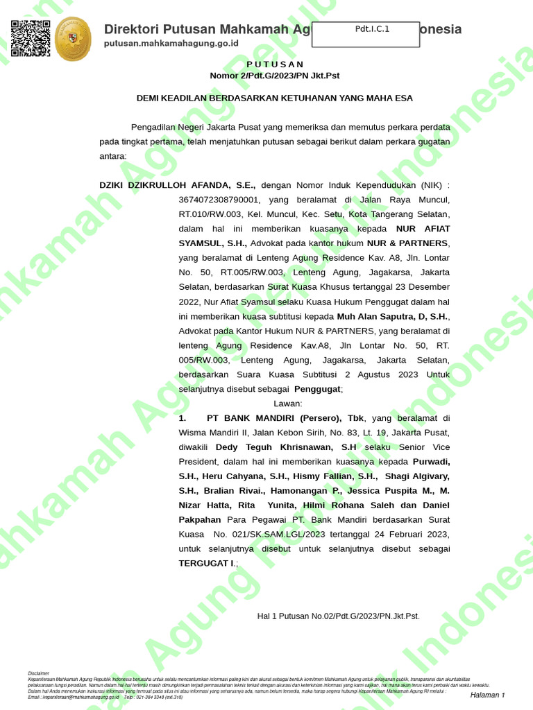 Putusan 2 PDT.G 2023 PN JKT - PST 20231129114355 | PDF