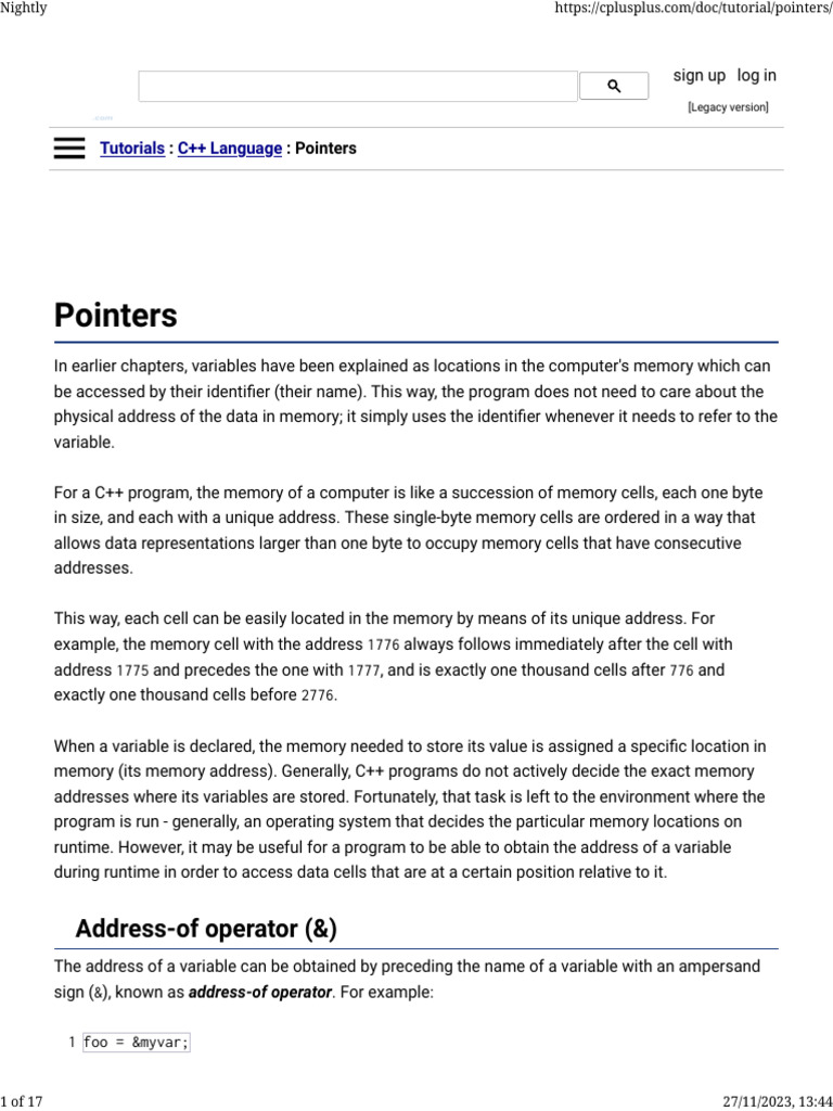 Pointer | PDF | Pointer (Computer Programming) | Variable (Computer ... Pointer | PDF | Pointer (Computer Programming) | Variable (Computer ...